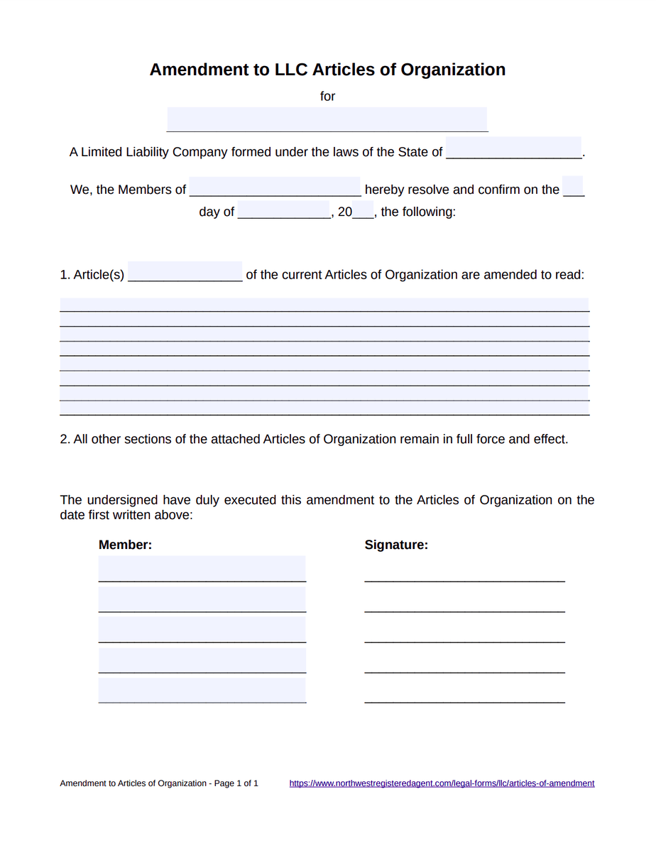 LLC Articles Of Amendment FREE Template LLC Articles Of Amendment FREE Template