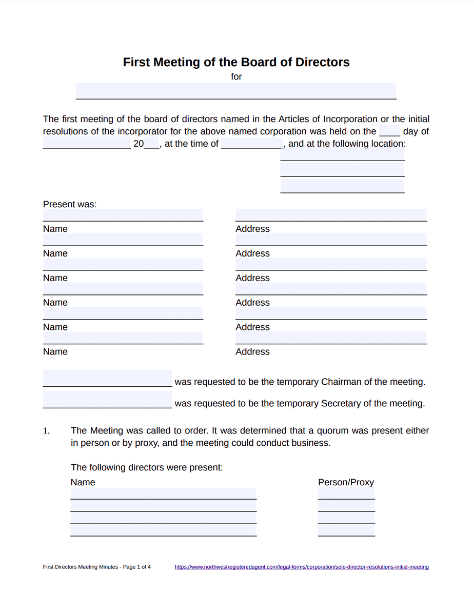 First Directors Meeting Minutes – FREE Template First Directors Meeting Minutes – FREE Template