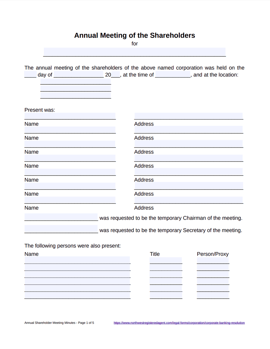 Shareholder Meeting Agenda Template Shareholder Meeting Agenda Template