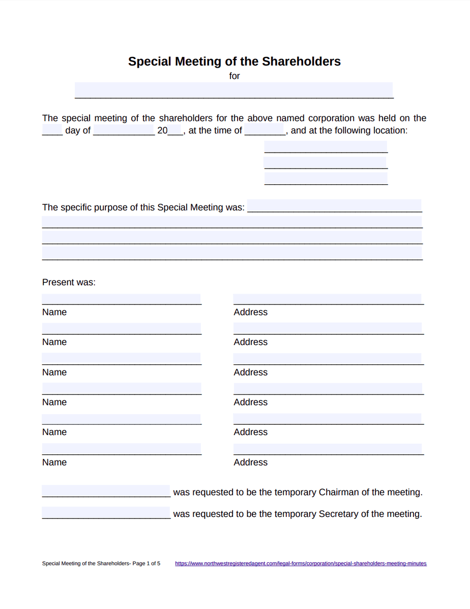 Shareholder Meeting Minutes Template Shareholder Meeting Minutes Template